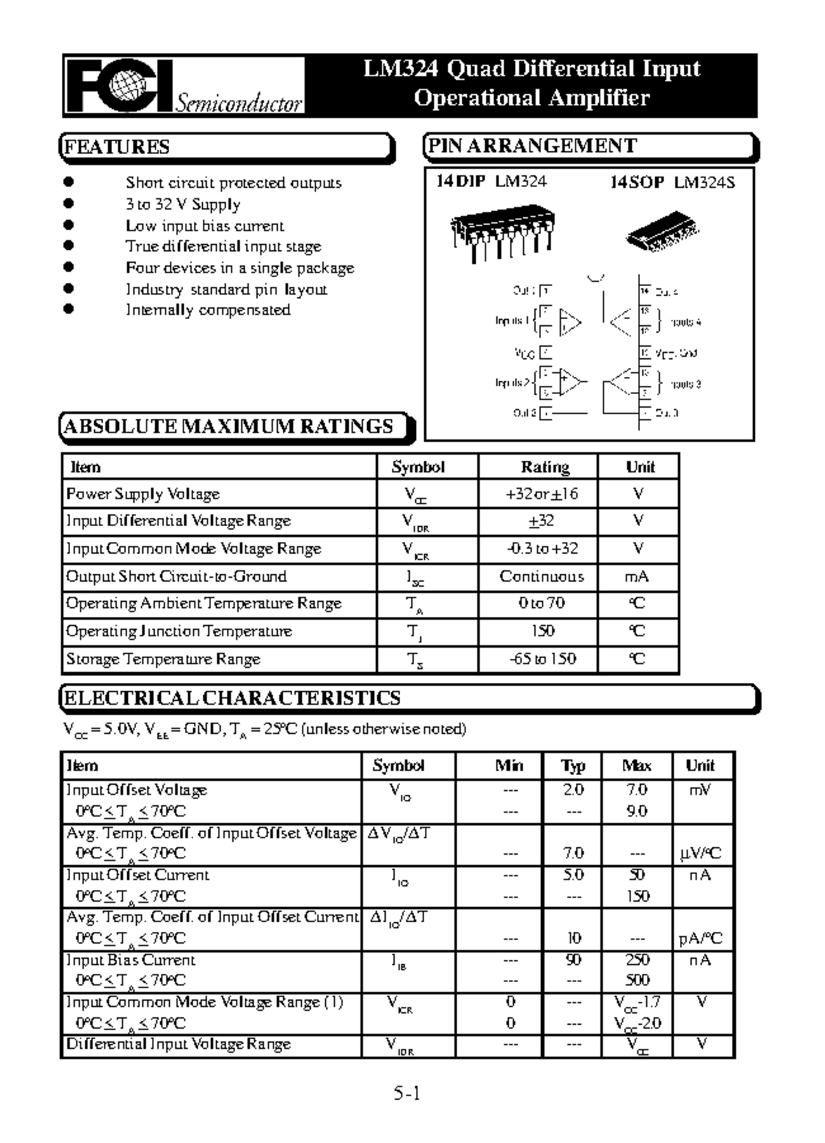 LM324 - Data Sheet - LM324 Quad Differential Input Operational ...