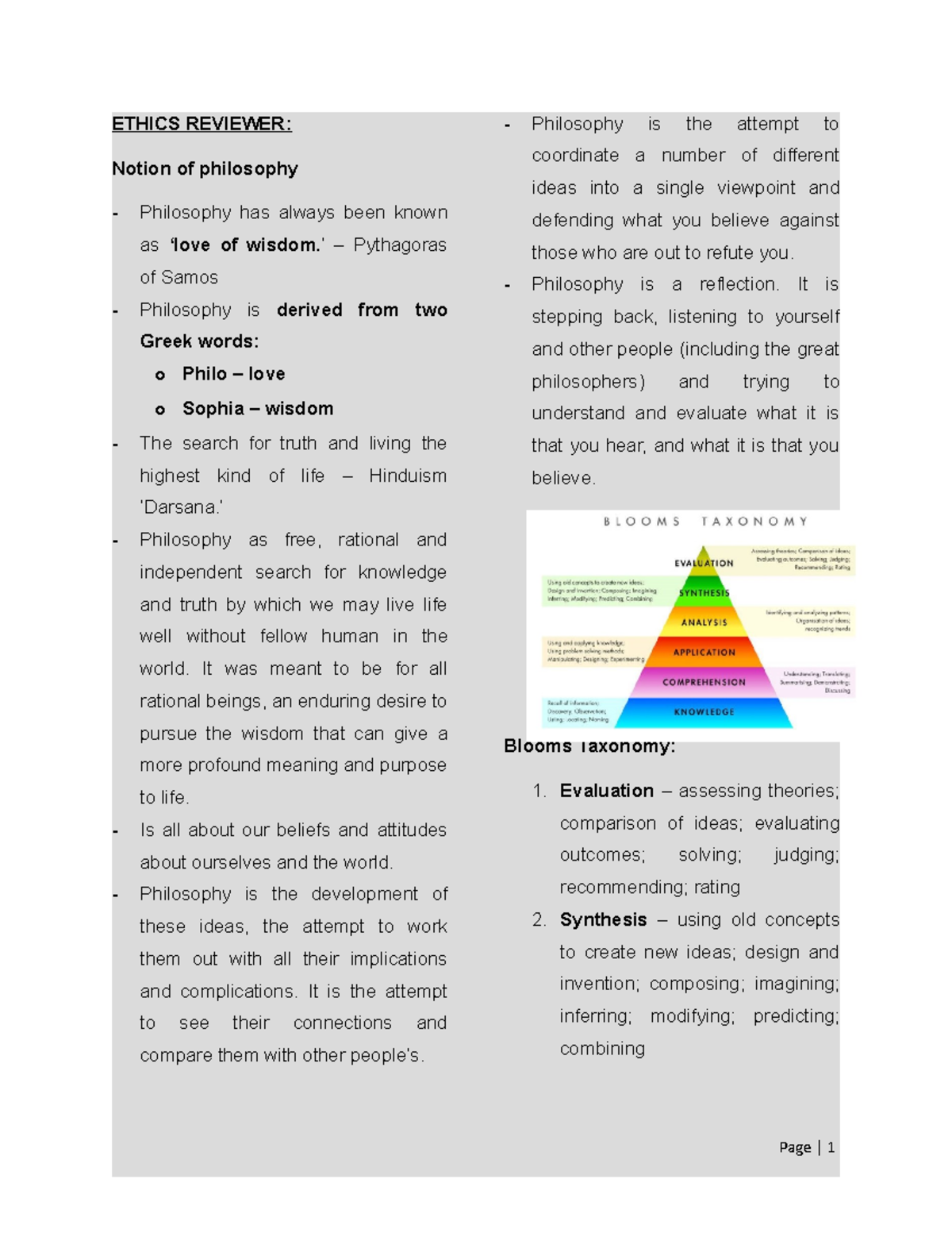 Ethics- Reviewer - n/a - ETHICS REVIEWER: Notion of philosophy ...