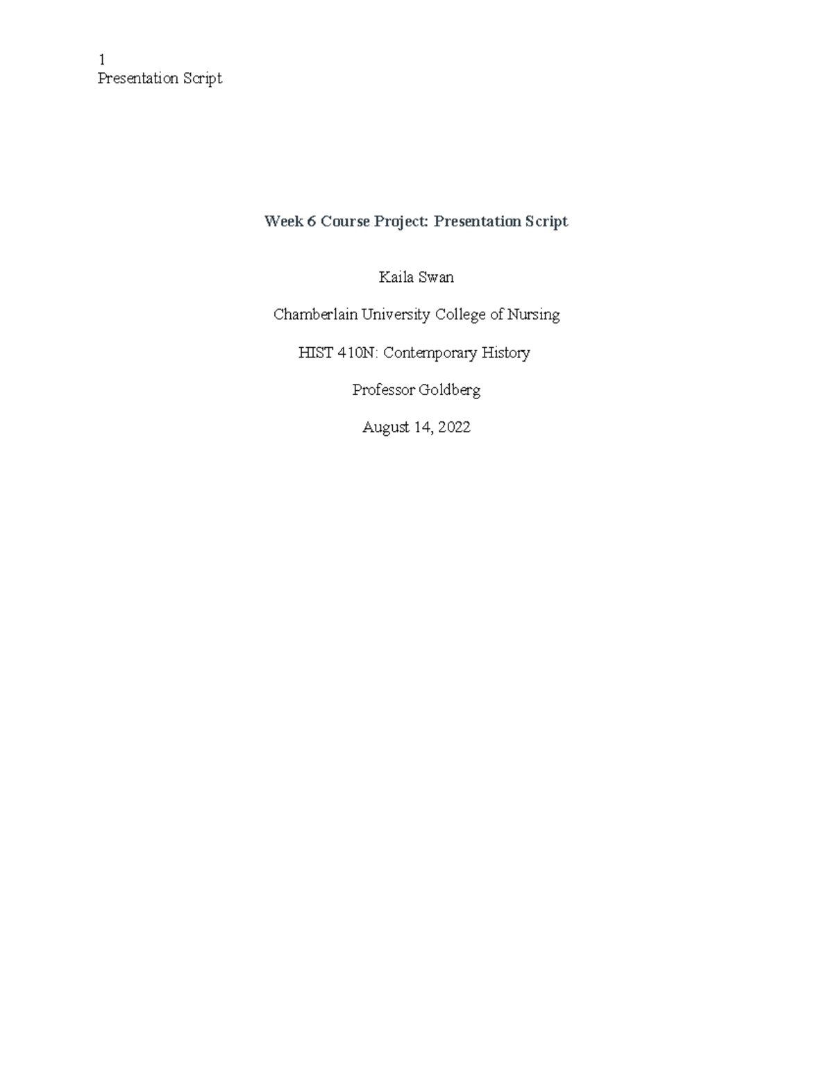 Week 6 Course Project - Presentation Script Week 6 Course Project ...