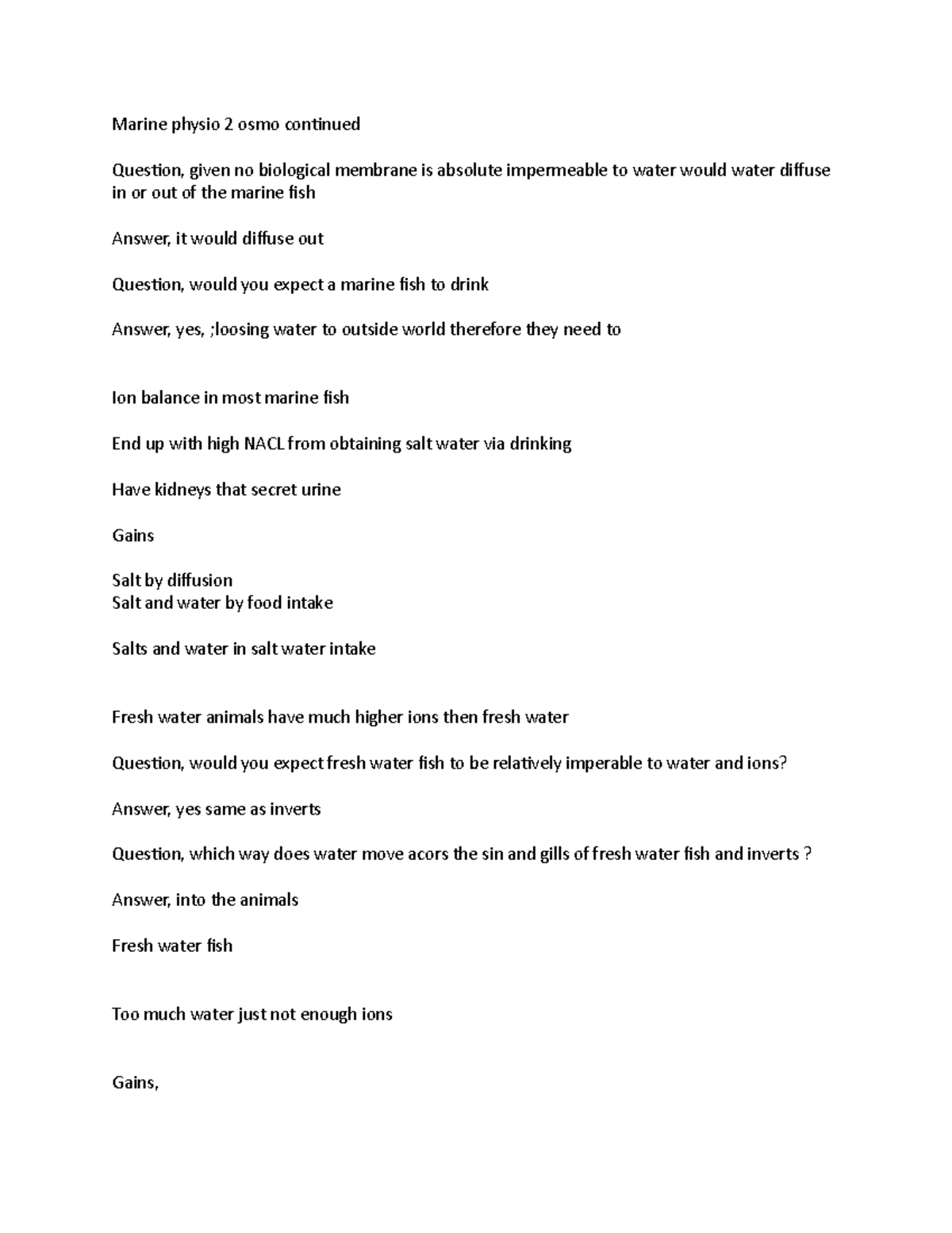 Sample/practice exam 2018, questions - Marine physio 2 osmo continued ...