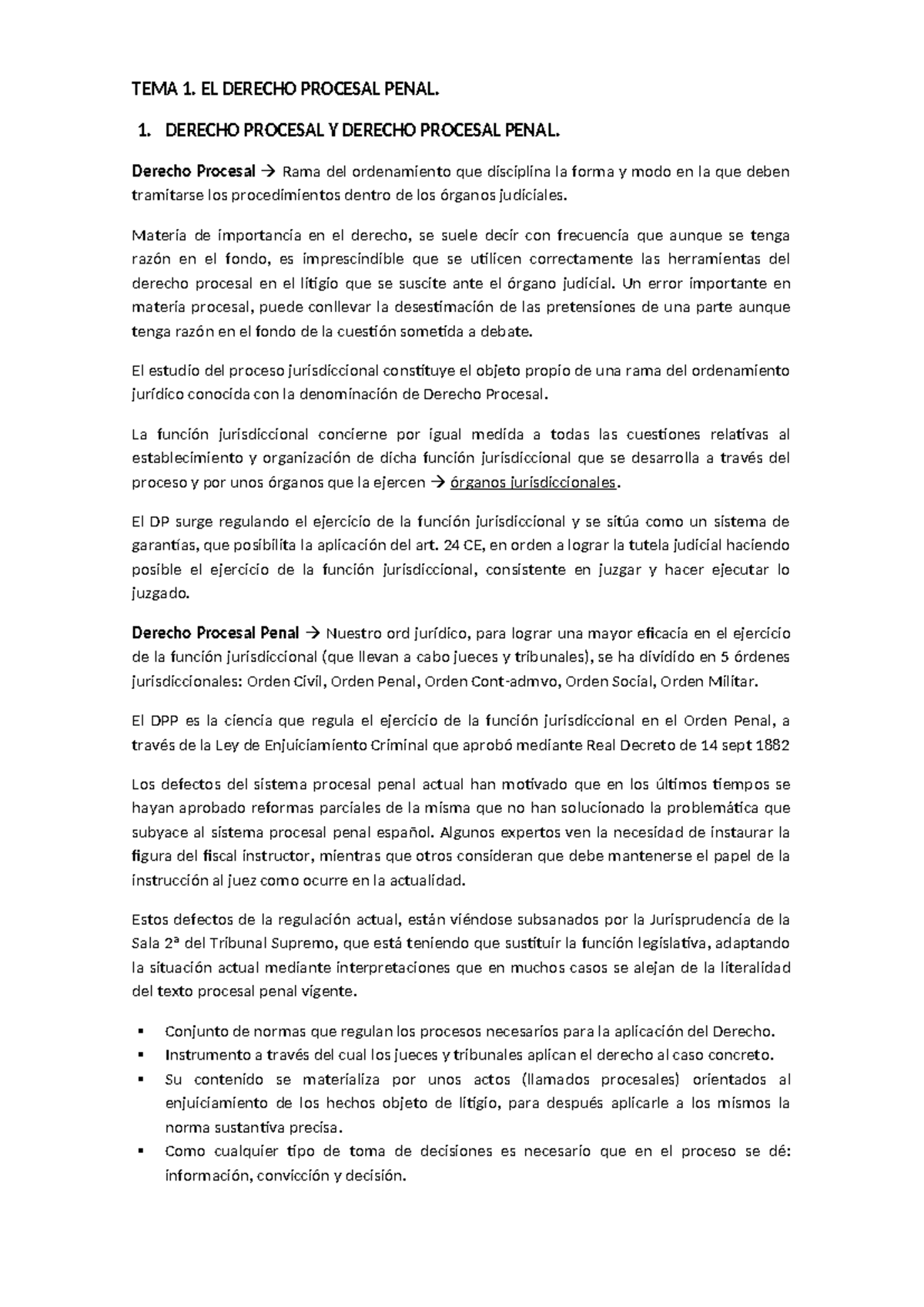 TEMA 1 - TEMA 1. EL DERECHO PROCESAL PENAL. 1. DERECHO PROCESAL Y DERECHO PROCESAL PENAL ...