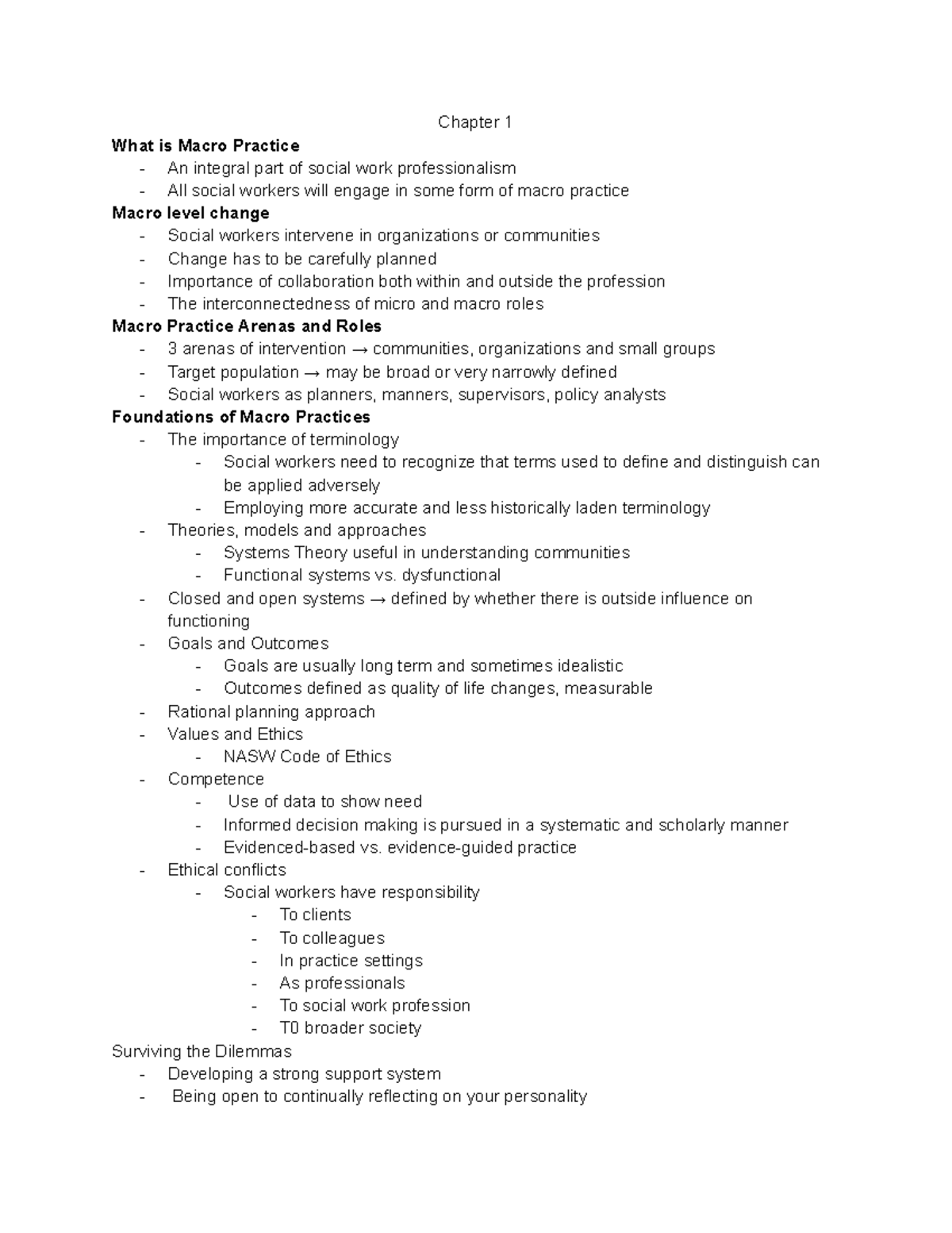 SW 4020 Chapter 1 an introduction to Macro Social Work - Chapter 1 What is Macro Practice An ...