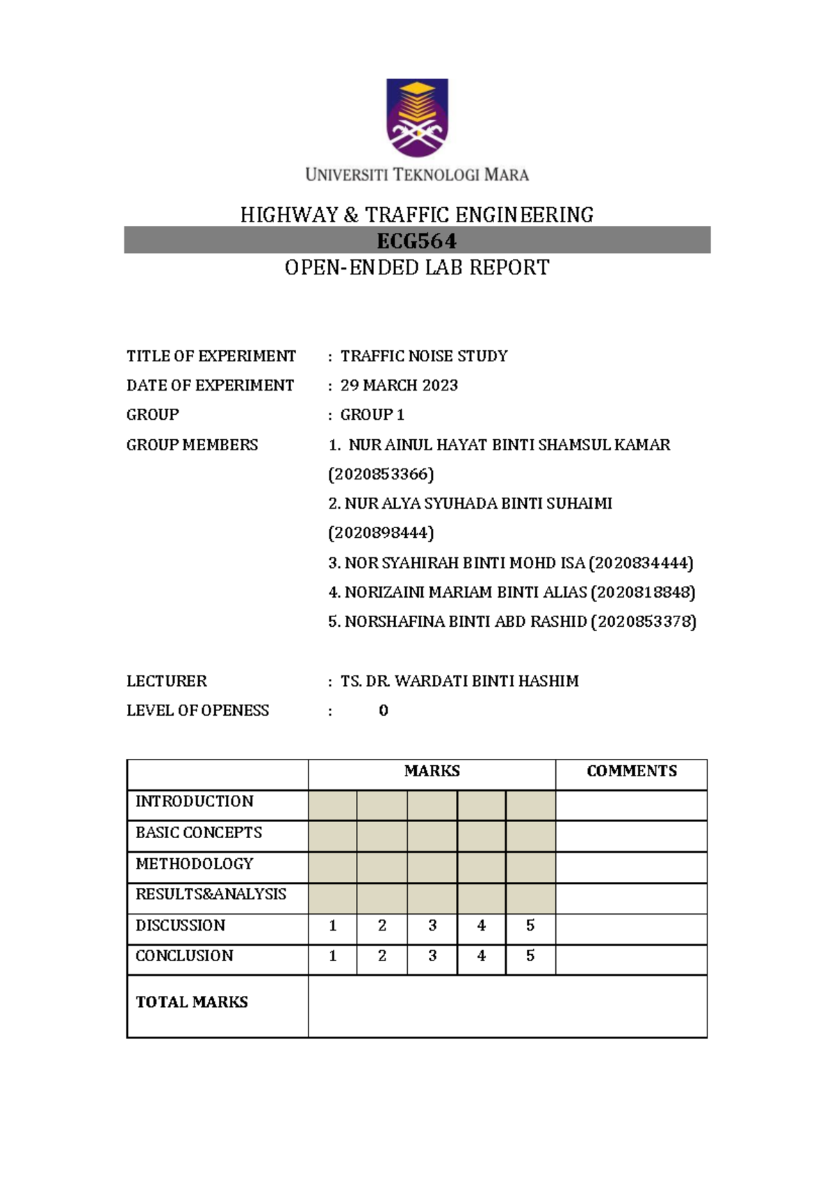 EC2206A3A Group 1 Traffic Noise Study - HIGHWAY & TRAFFIC ENGINEERING ...