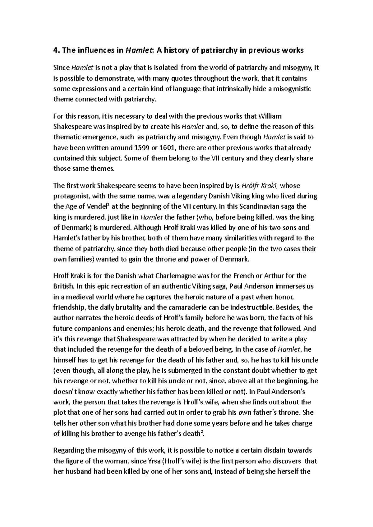 Hamlet 1 parte - 4. The influences in Hamlet: A history of patriarchy ...