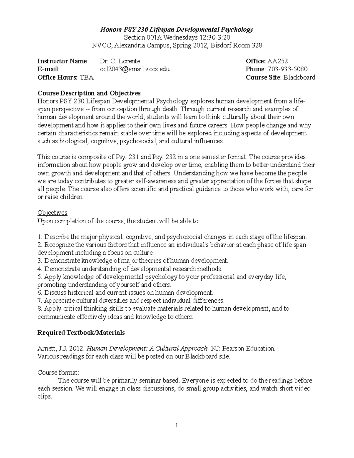 Honors psy 230 lifespan developmental psychology 2 - Honors PSY 230 ...