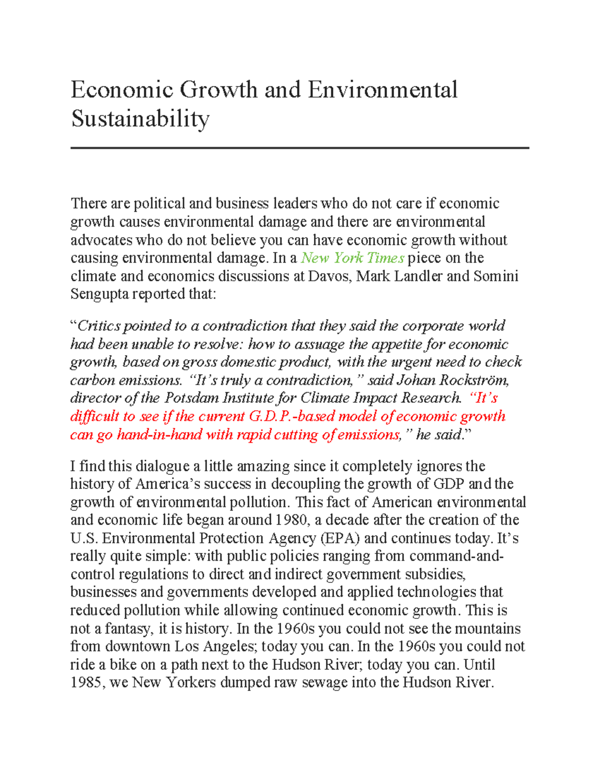 Economic Growth and Environmental Sustainability - Economic Growth and ...