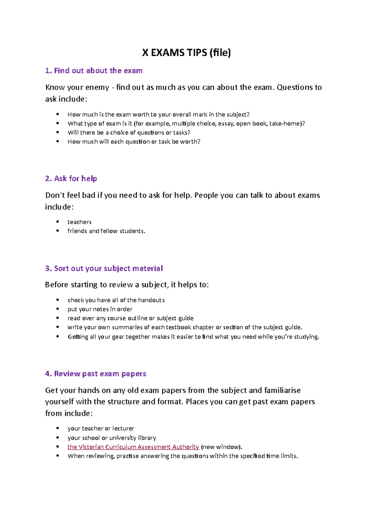 EXAM, questions and answers - X EXAMS TIPS (file) 1. Find out about the ...