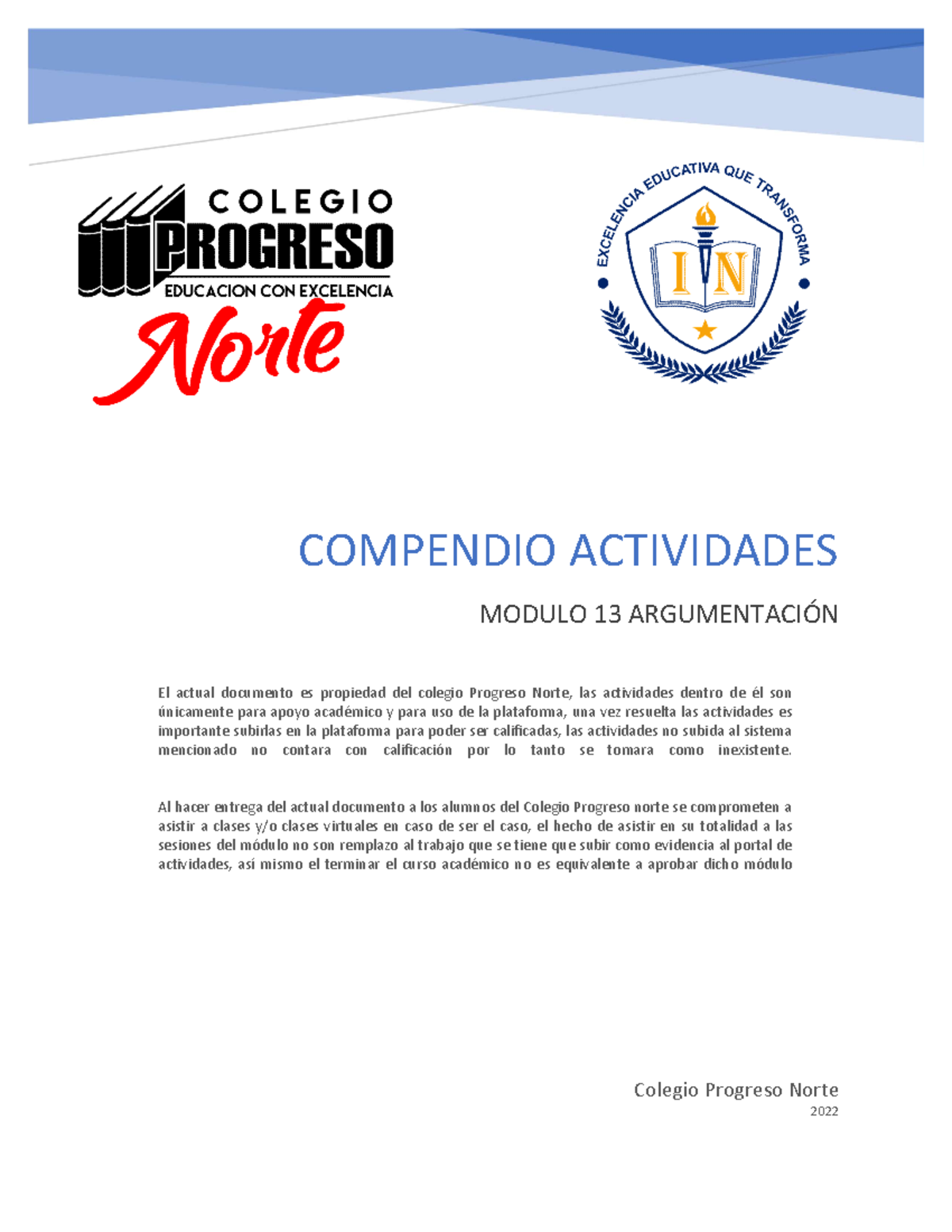 Modulo 13 CA - COMPENDIO ACTIVIDADES MODULO 13 ARGUMENTACIÓN Colegio ...