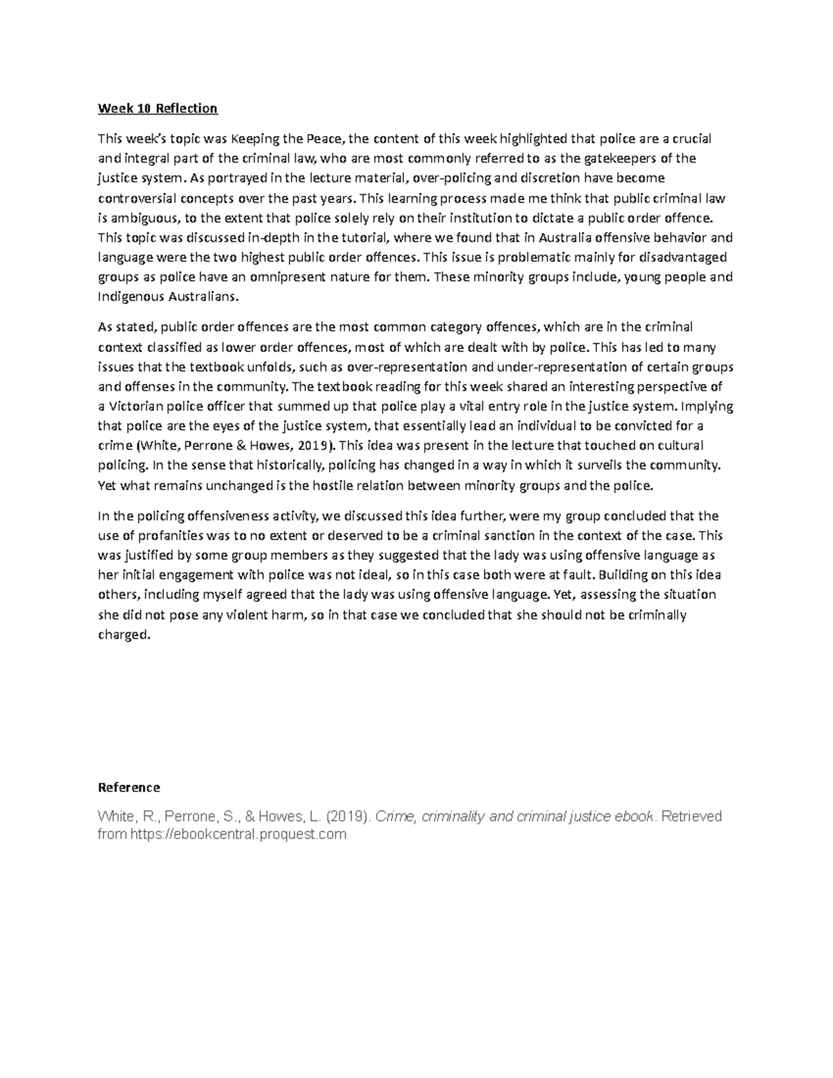 Week 9 Reflection - Week 10 Reflection This week’s topic was Keeping ...