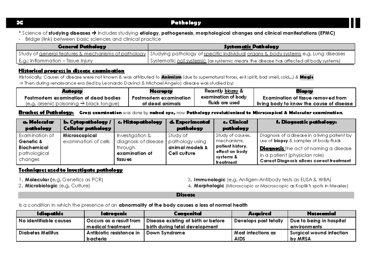 Pathology course - Pathology * Science of studying diseases Includes ...