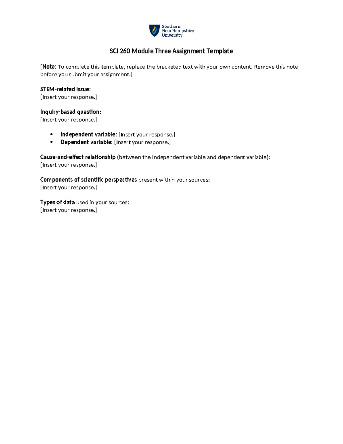 SCI 260 Module Three Assignment Template - SCI 260 Module Three Assignment Template [Note: To ...