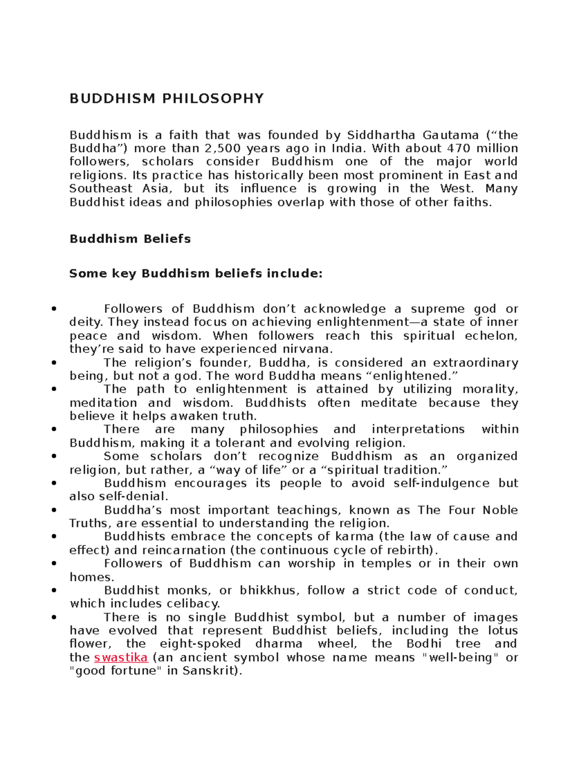 Buddhism Philosophy - Notes - BUDDHISM PHILOSOPHY Buddhism is a faith ...