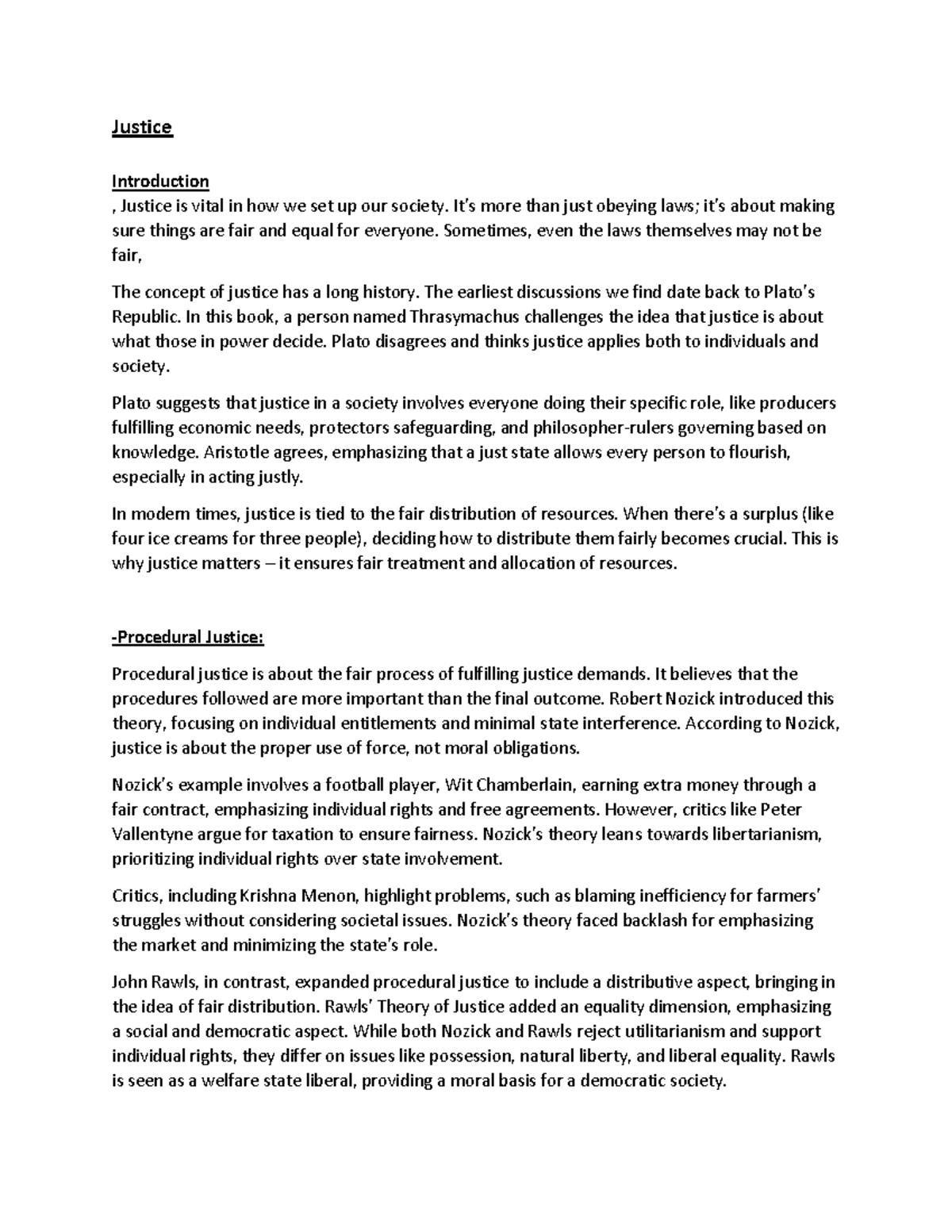 Justice notes - Justice Introduction , Justice is vital in how we set ...