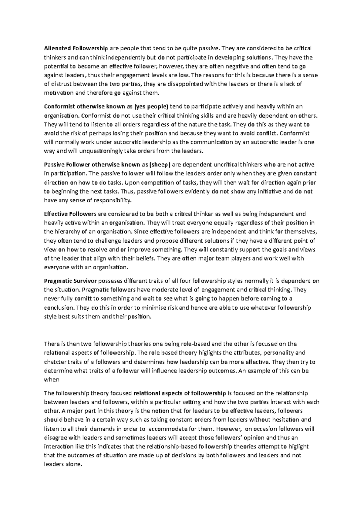 Alienated Followership are people that tend to be quite passive - They ...