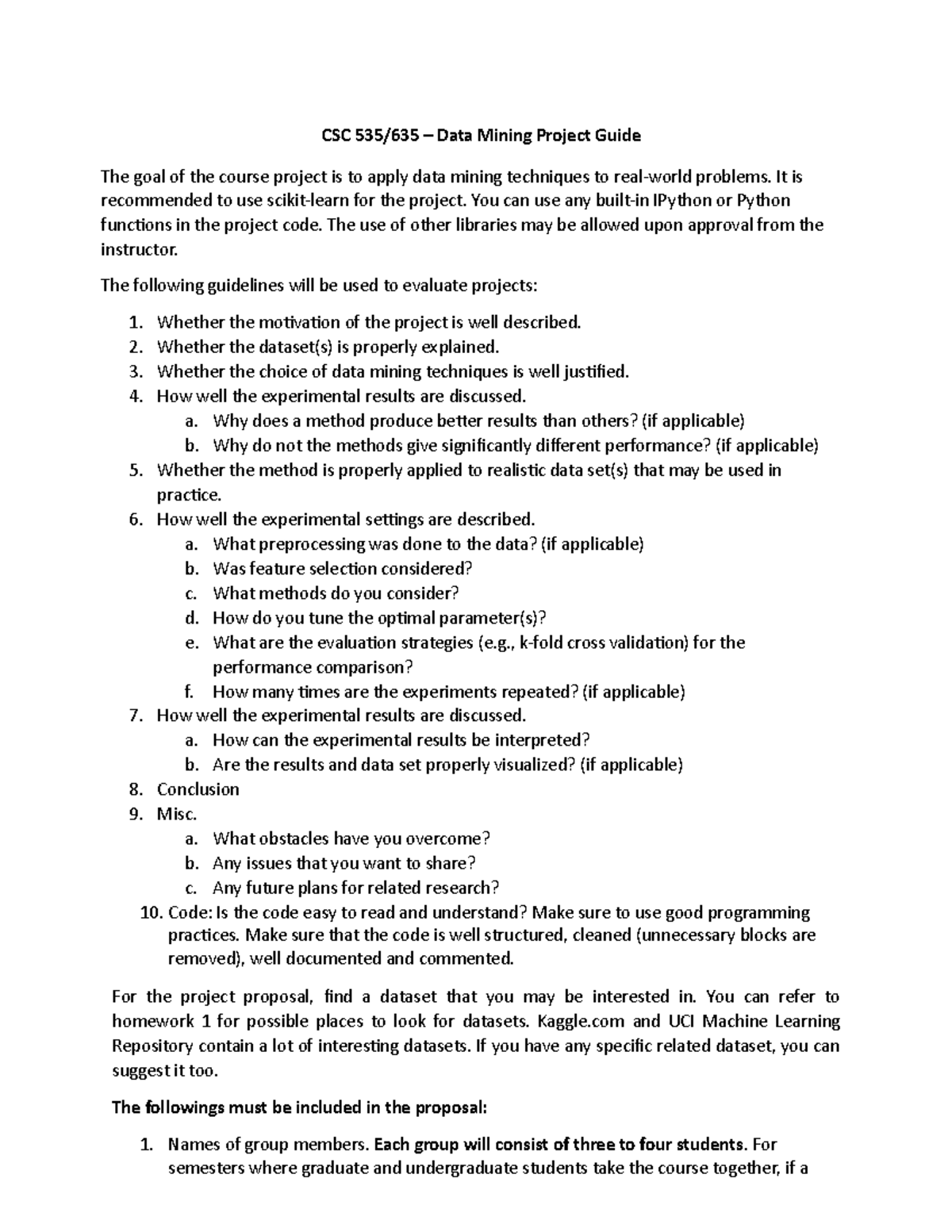 Data Mining Project Guide It Is Recommended To Use Scikit Learn For The Project You Can Use