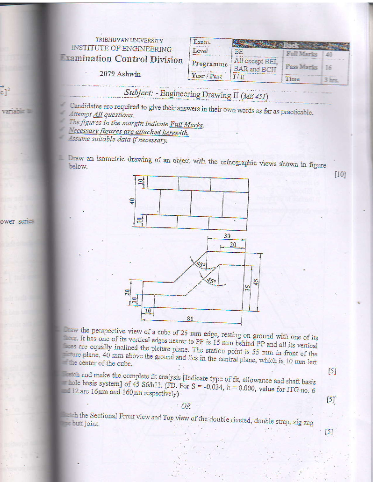 Drawing-II-PYQ - TRIBIIUYAN Ltt UVnRStTy $JSTITLTIE OF ENGITEERING ...