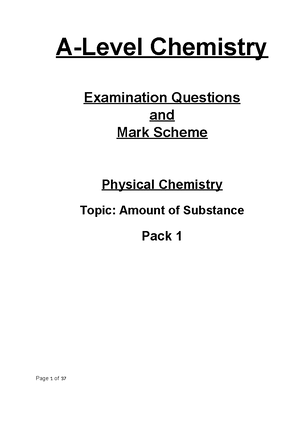 A-Level Chemistry Amount of Substance Questions and Answers Pack 2 - A ...