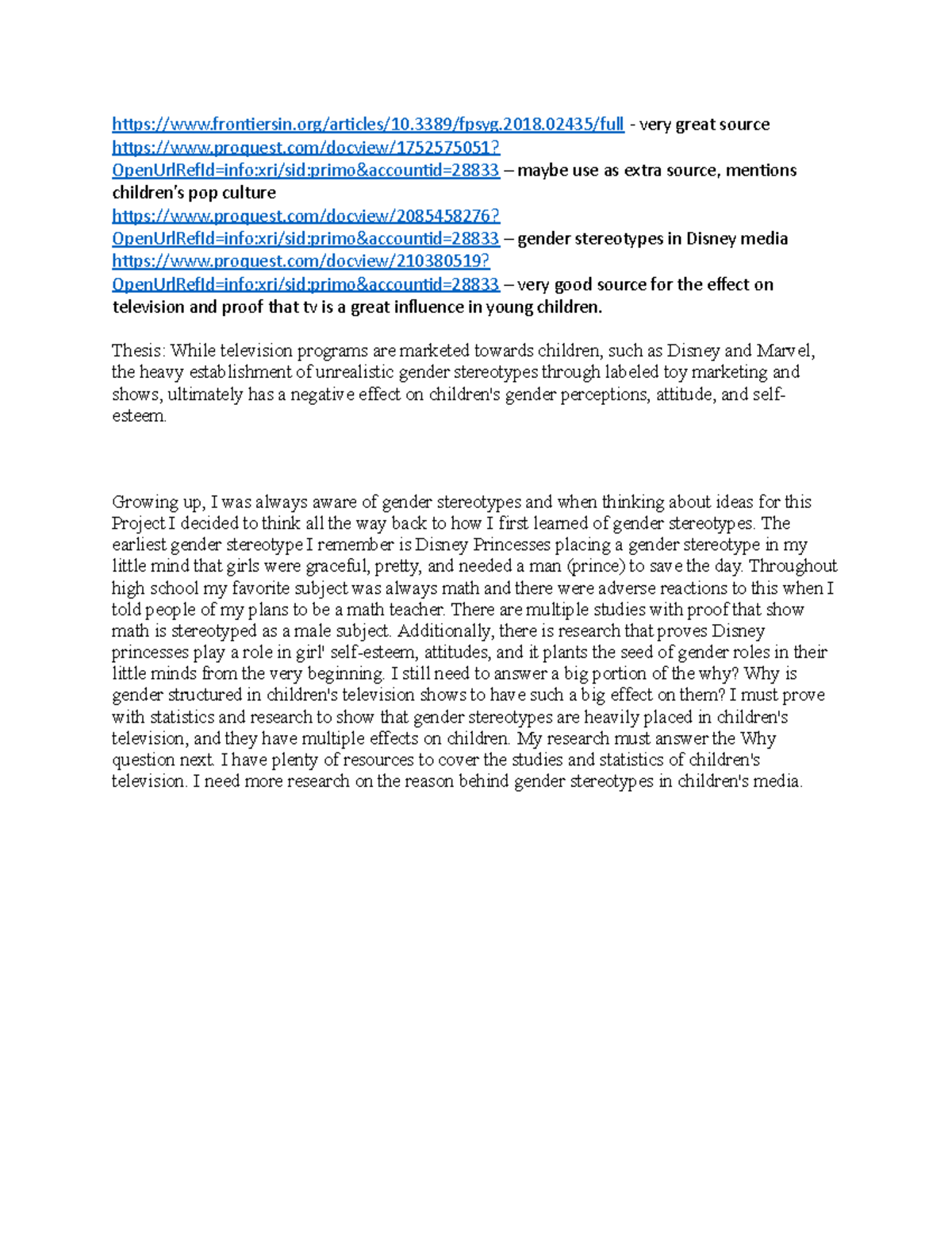 Project 3 draft - Links to use if writing a paper about gender roles in ...