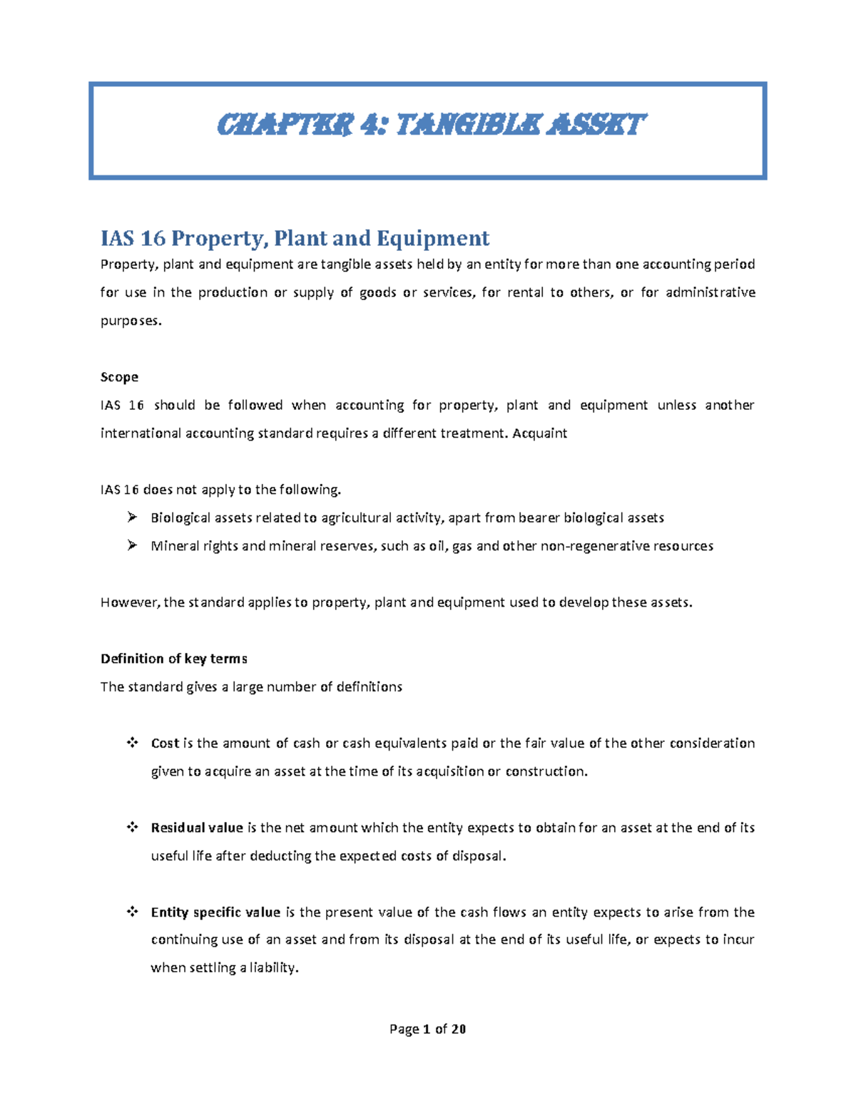 Tangible-assets - Lesson on Tangible Assets - IAS 16 Property, Plant ...
