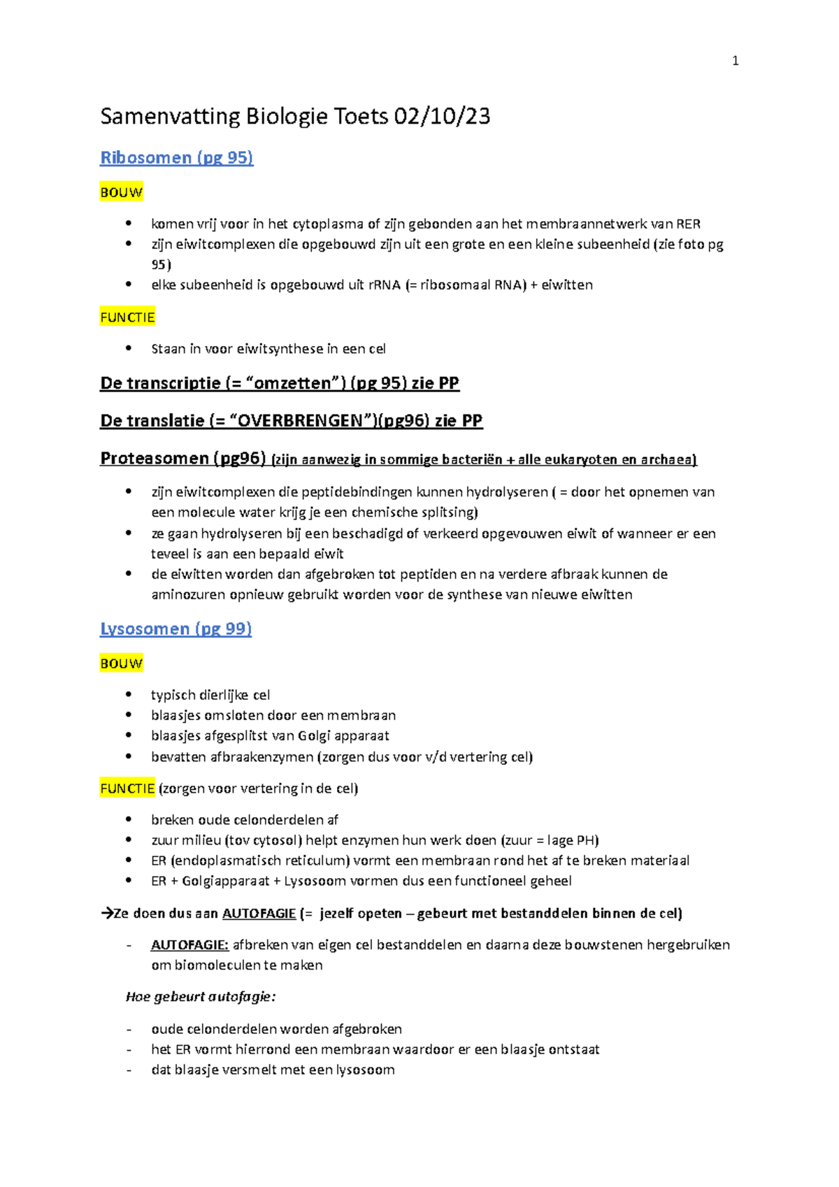 Samenvatting Biologie Toets - Wat is een macrofaag: type witte bloedcel ...