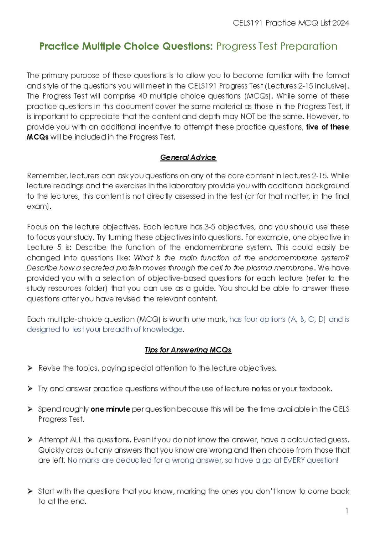 CELS191MCQPractice Pool 2024new-5 - Practice Multiple Choice Questions ...