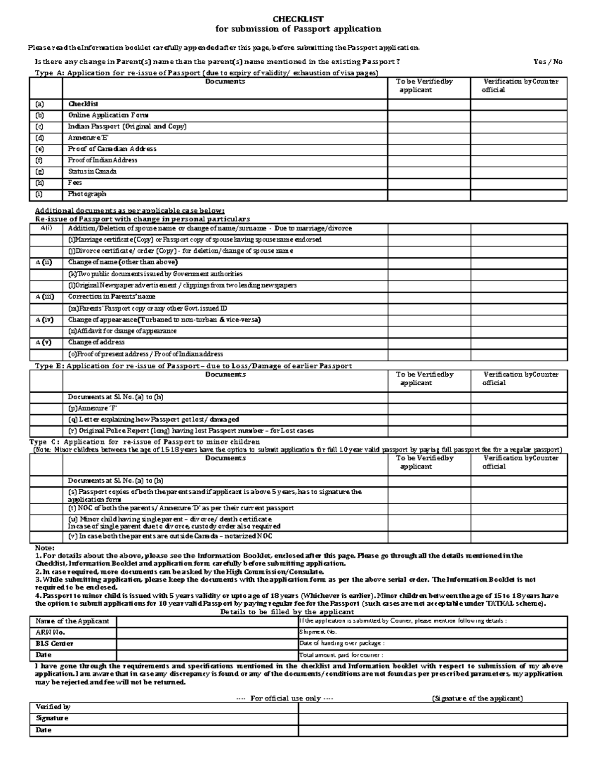 Checklist and information booklet for Passport May 13 - CHECKLIST for ...