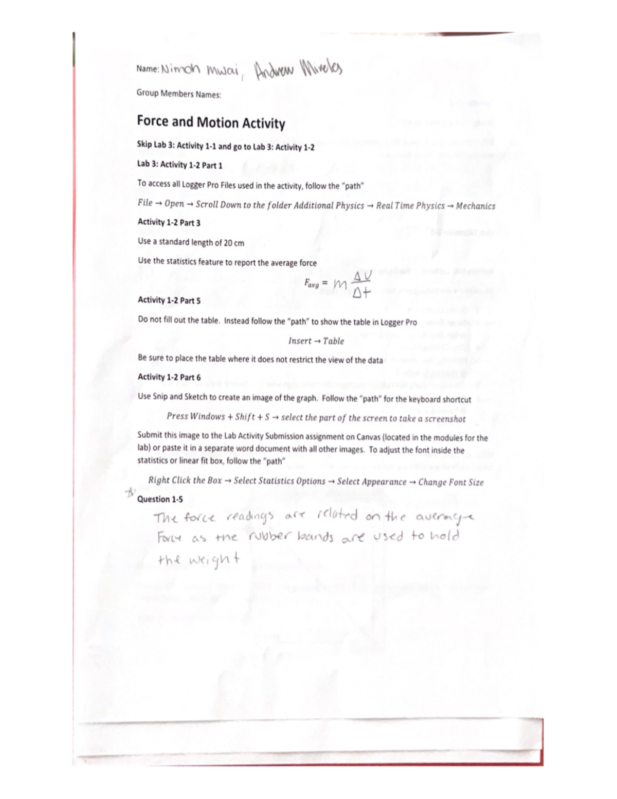 physics lab work - PHYS 1315 - Studocu