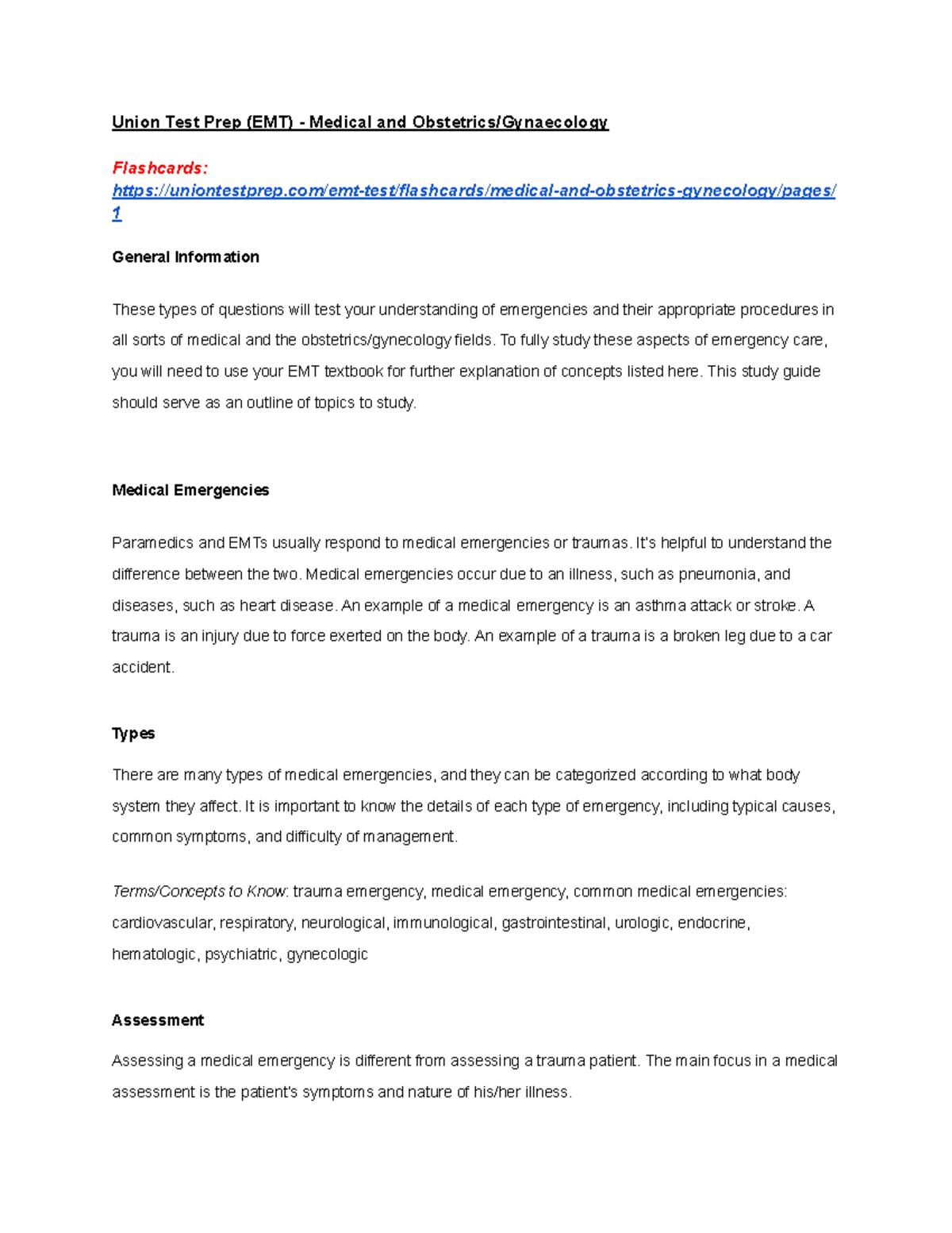 Medical and Obstetrics Gynaecology - Union Test Prep (EMT) - Medical ...