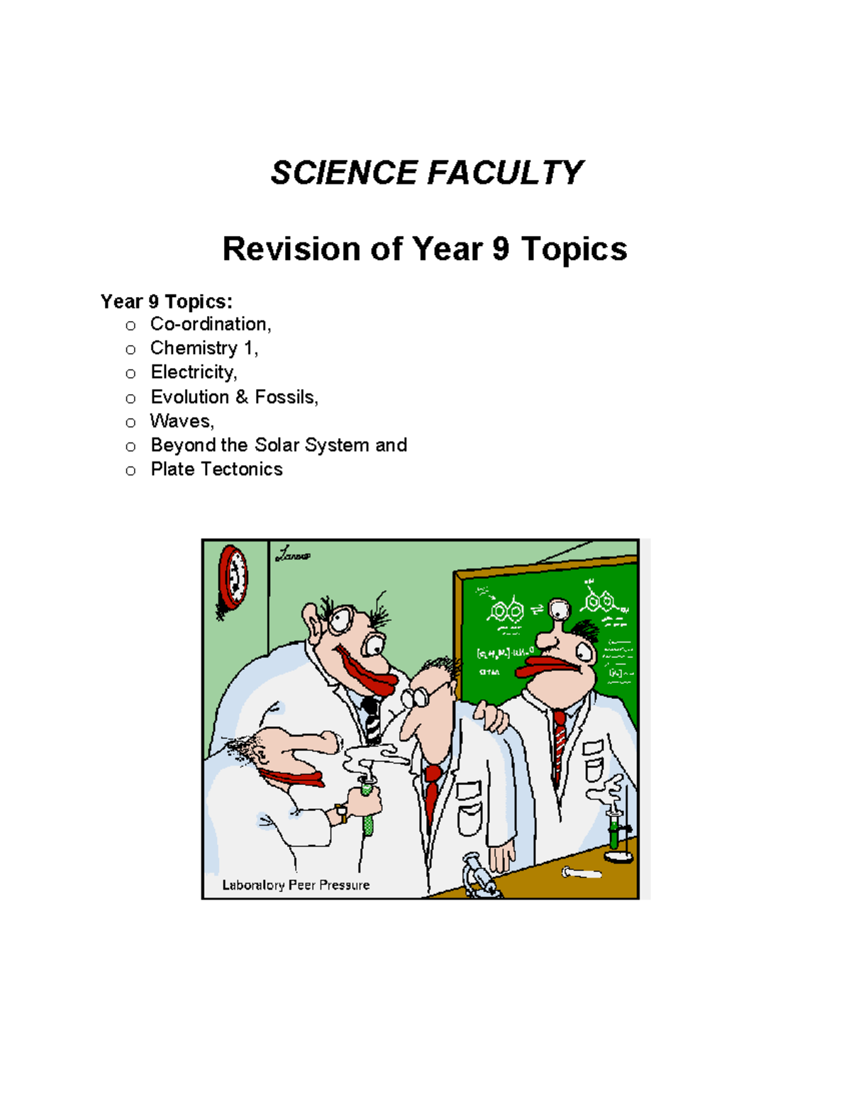 Revisionlessons 2 - science - SCIENCE FACULTY Revision of Year 9 Topics ...