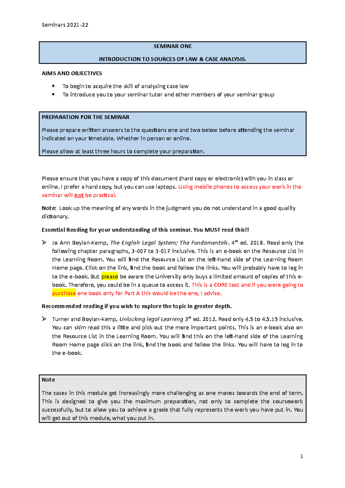 Seminar 1 R v Bentham - law - SEMINAR ONE INTRODUCTION TO SOURCES OF ...