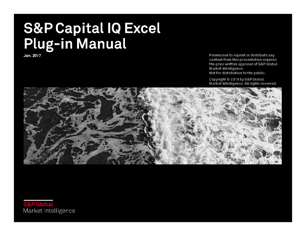 Cap IQ Excel Plug-in Manual - S&P Capital IQ Excel Plug-in Manual Jan ...