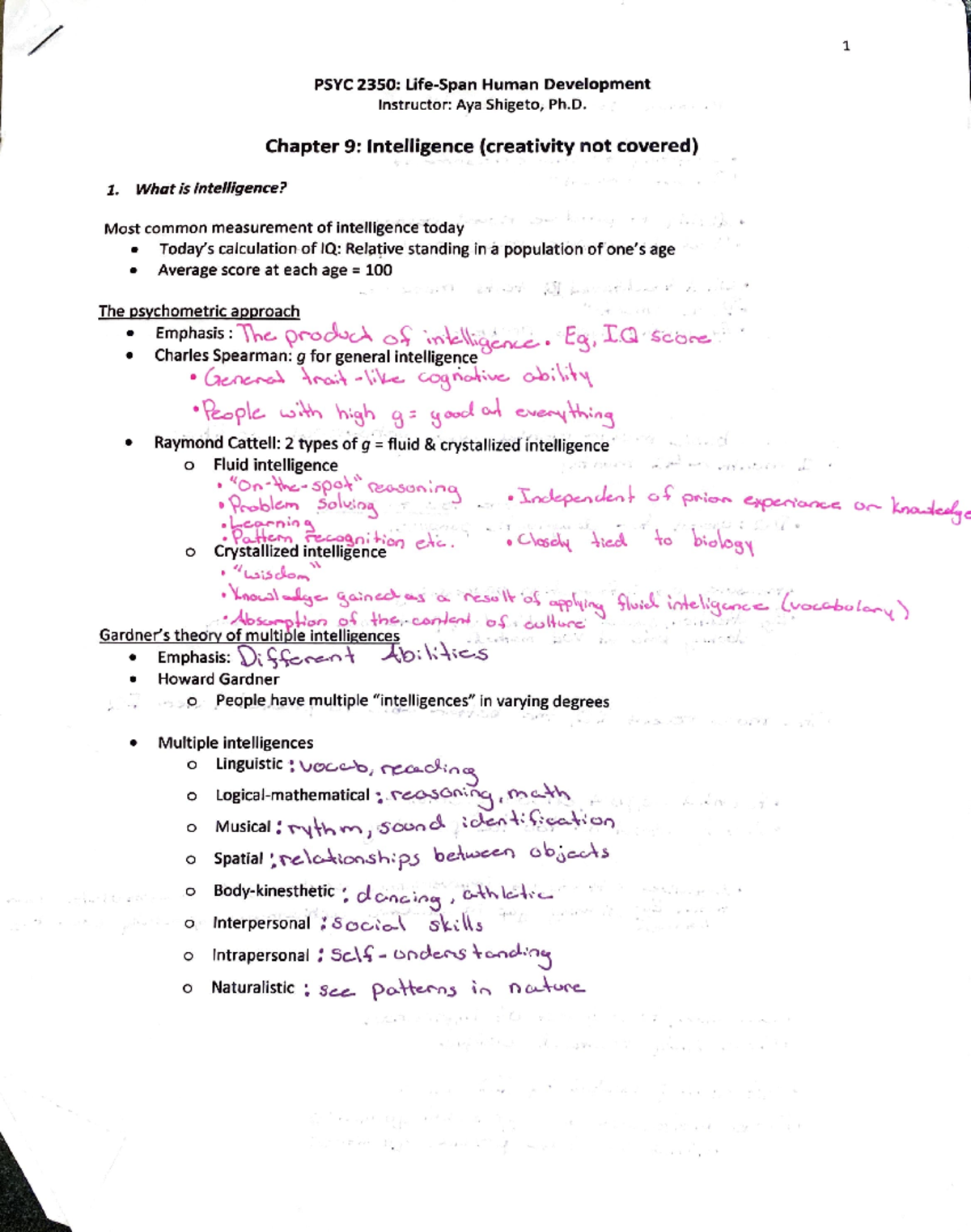 Life Span Chapter 9 - PSYC 2350: Life-Span Human Development Instructor ...