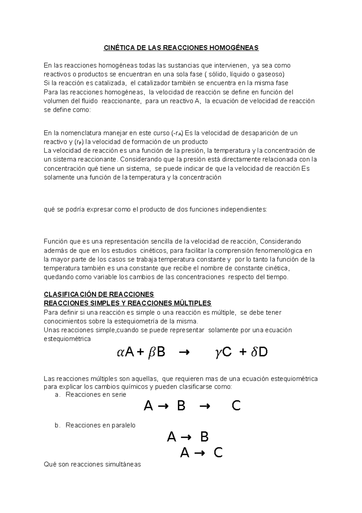 2. Cinetica DE LAS Reacciones Homogeneas INGE. ( II-2020 ) - CINÉTICA ...