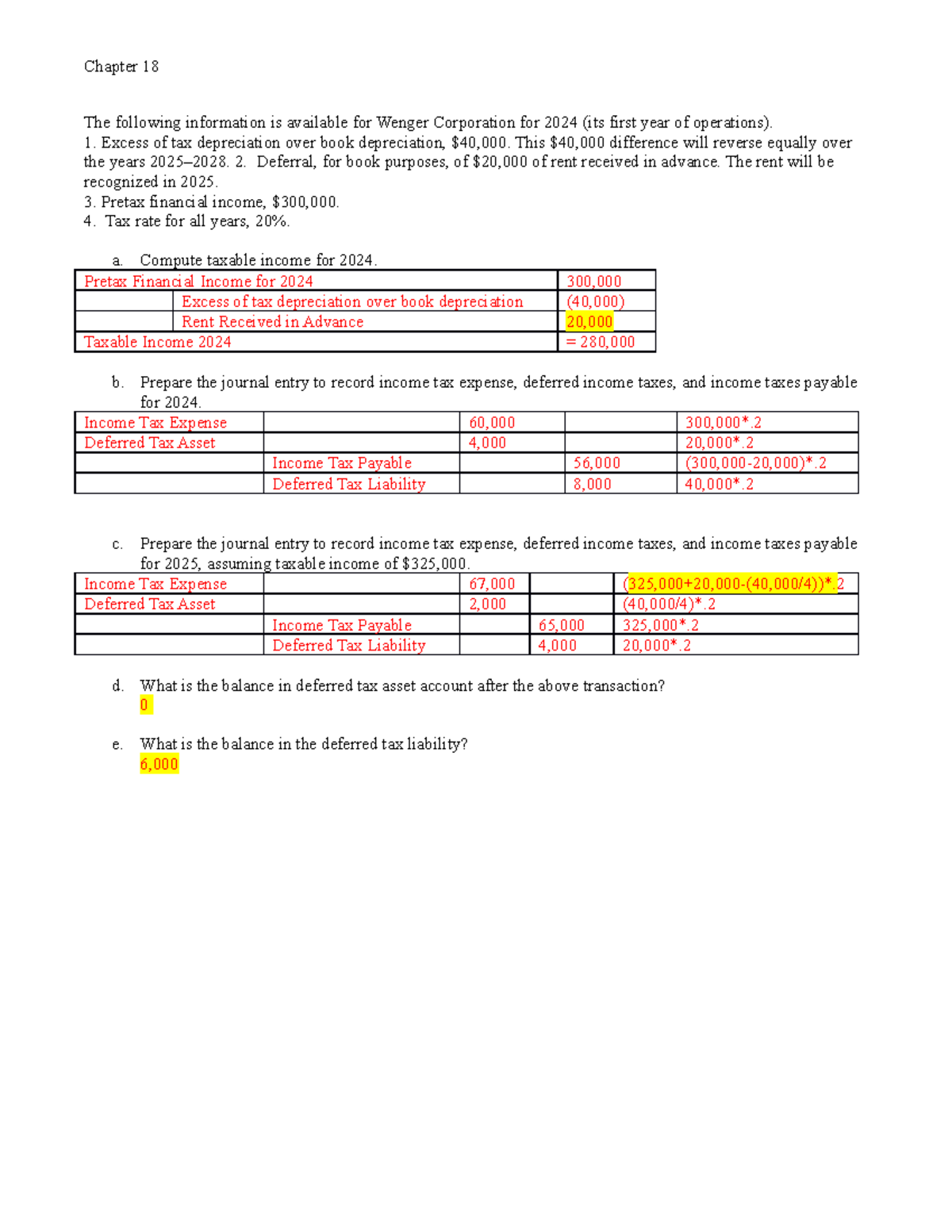 Chapter 18 - Dr Prakash in Class Problems with Solutions - The following information is ...