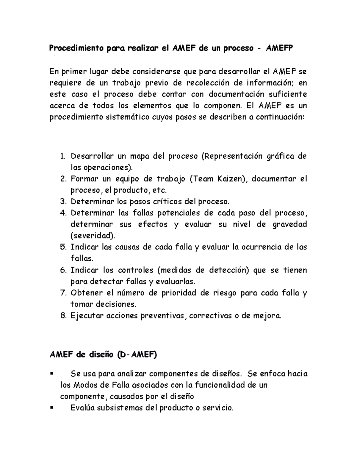 Procedimiento para realizar el AMEF de un proceso - El AMEF es un ...