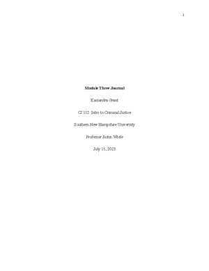 CJ 112 Module 5 Journal - Supporting Roles Kassandra Grant CJ 112 ...