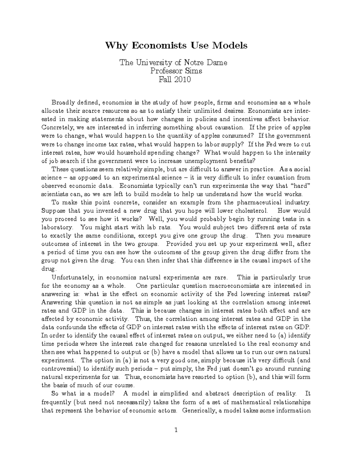 Why use models - Informative for everyone - Why Economists Use Models ...