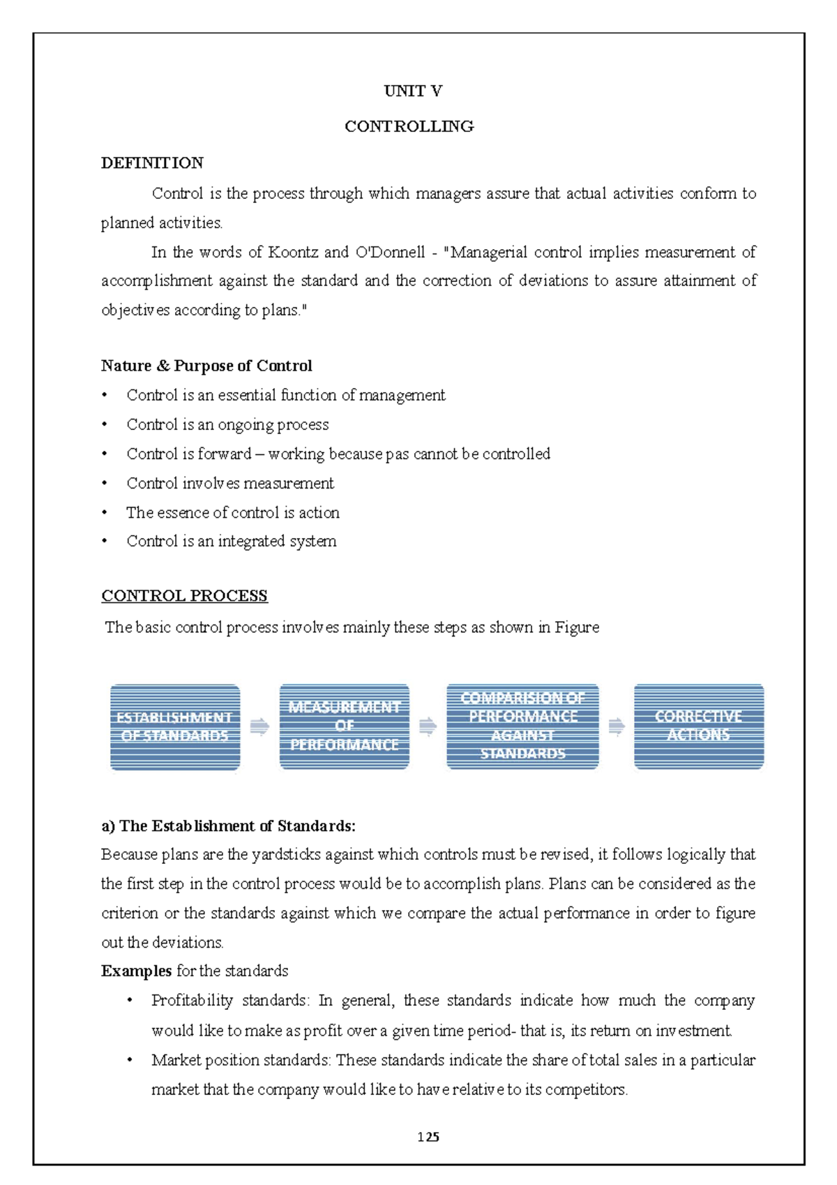 OB LECTURE NOTES FOR MBA STUDENTS - UNIT V CONTROLLING DEFINITION ...