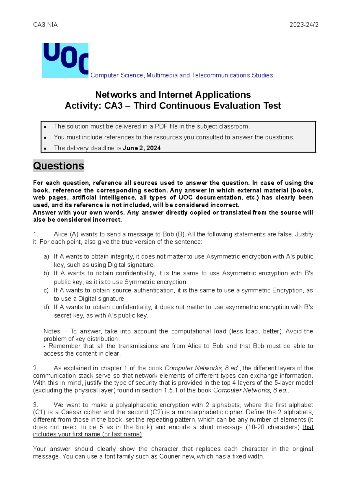 NIA 2024P CA3 - adasdsadfs - Computer Science, Multimedia and Telecommunications Studies ...