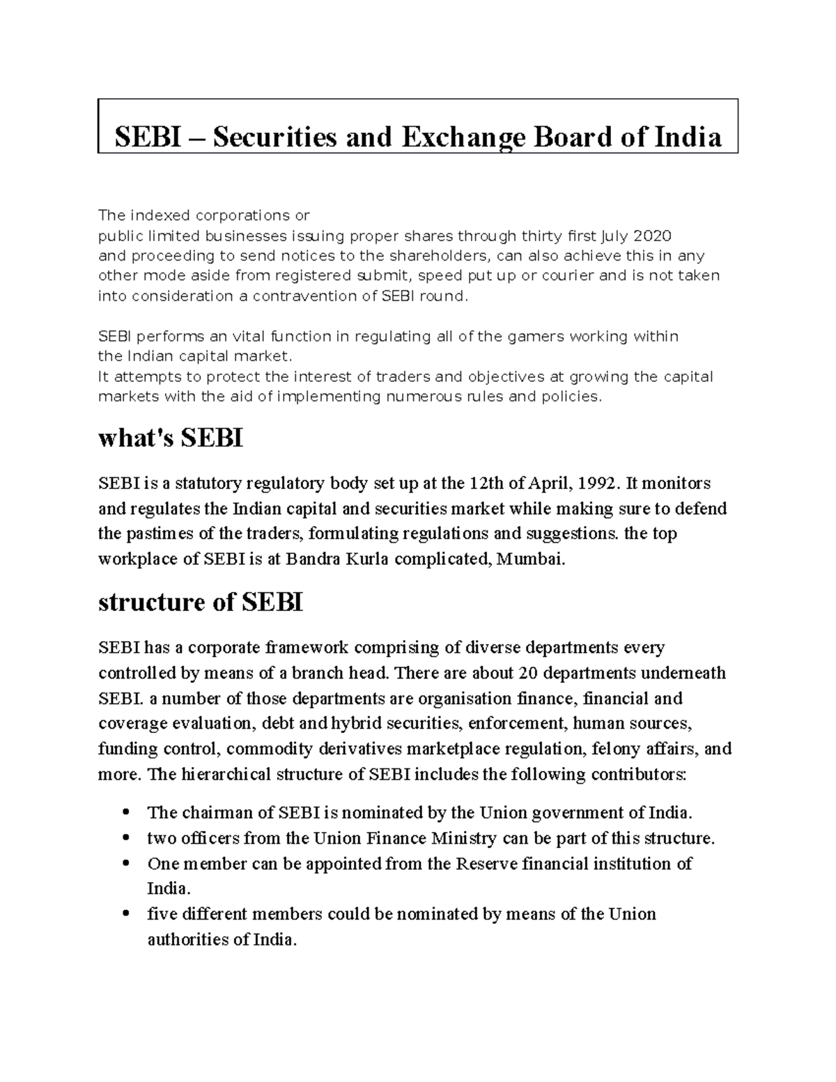 SEBI - Infinity - SEBI – Securities and Exchange Board of India ...