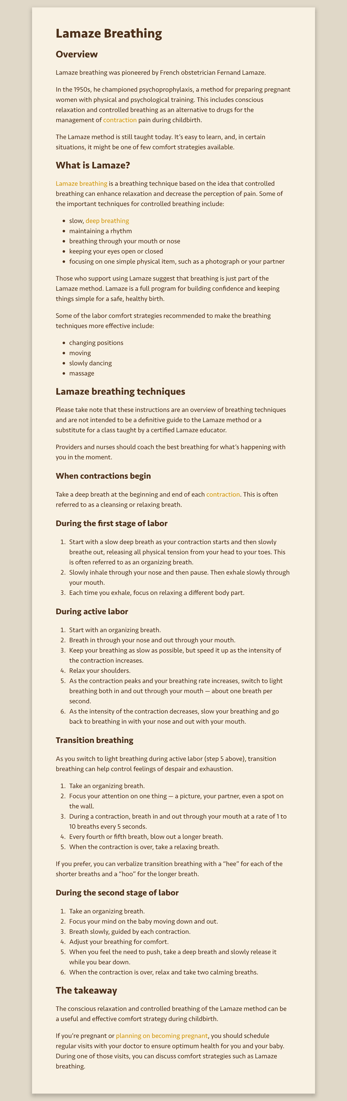 Lamaze Breathing Technique - bs nursing - SWU - Studocu