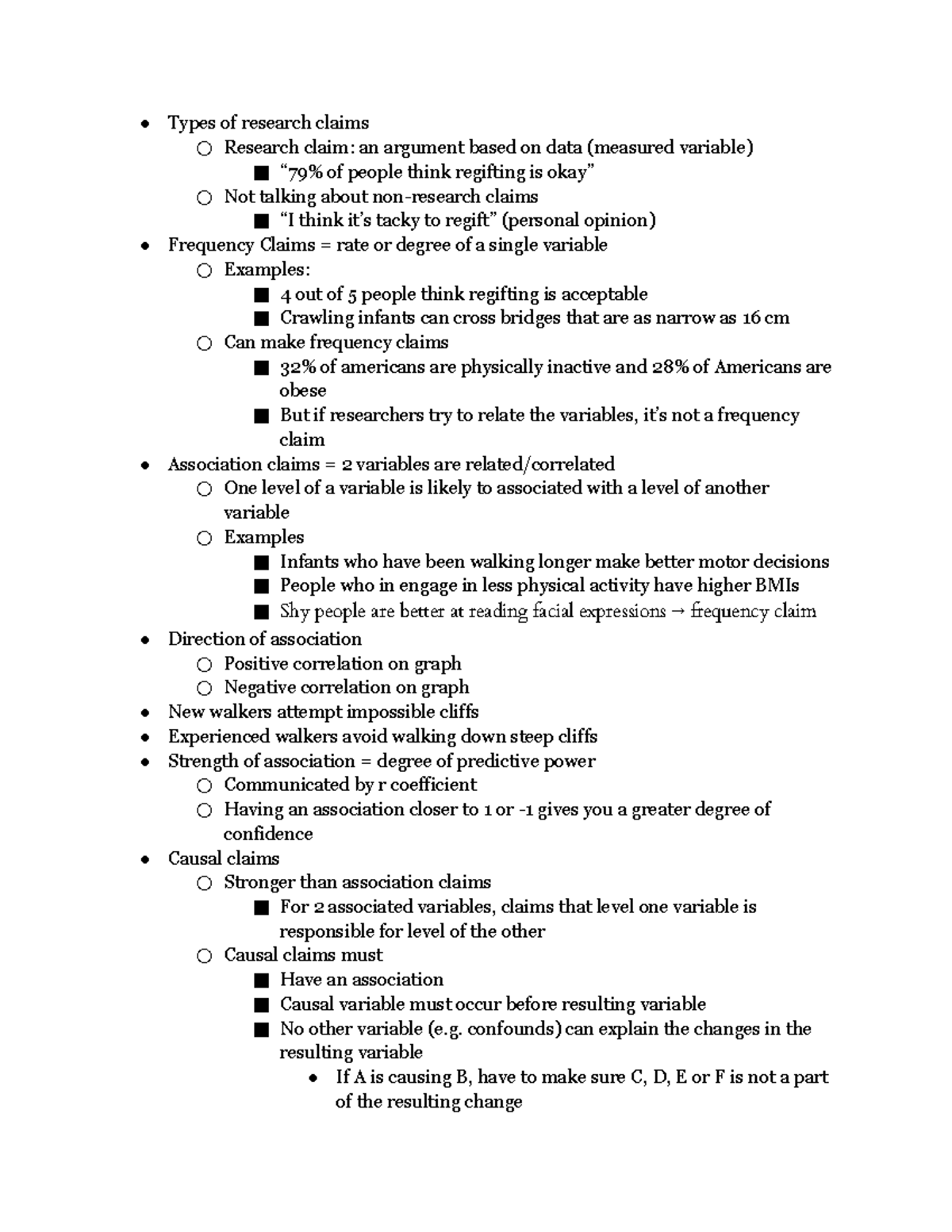 10/12 Lecture Notes - Types of research claims Research claim: an ...