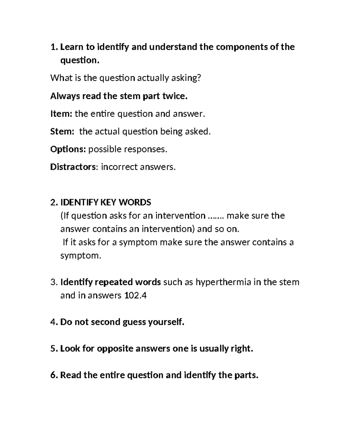 Learn to identify and understand the components of the question - What ...