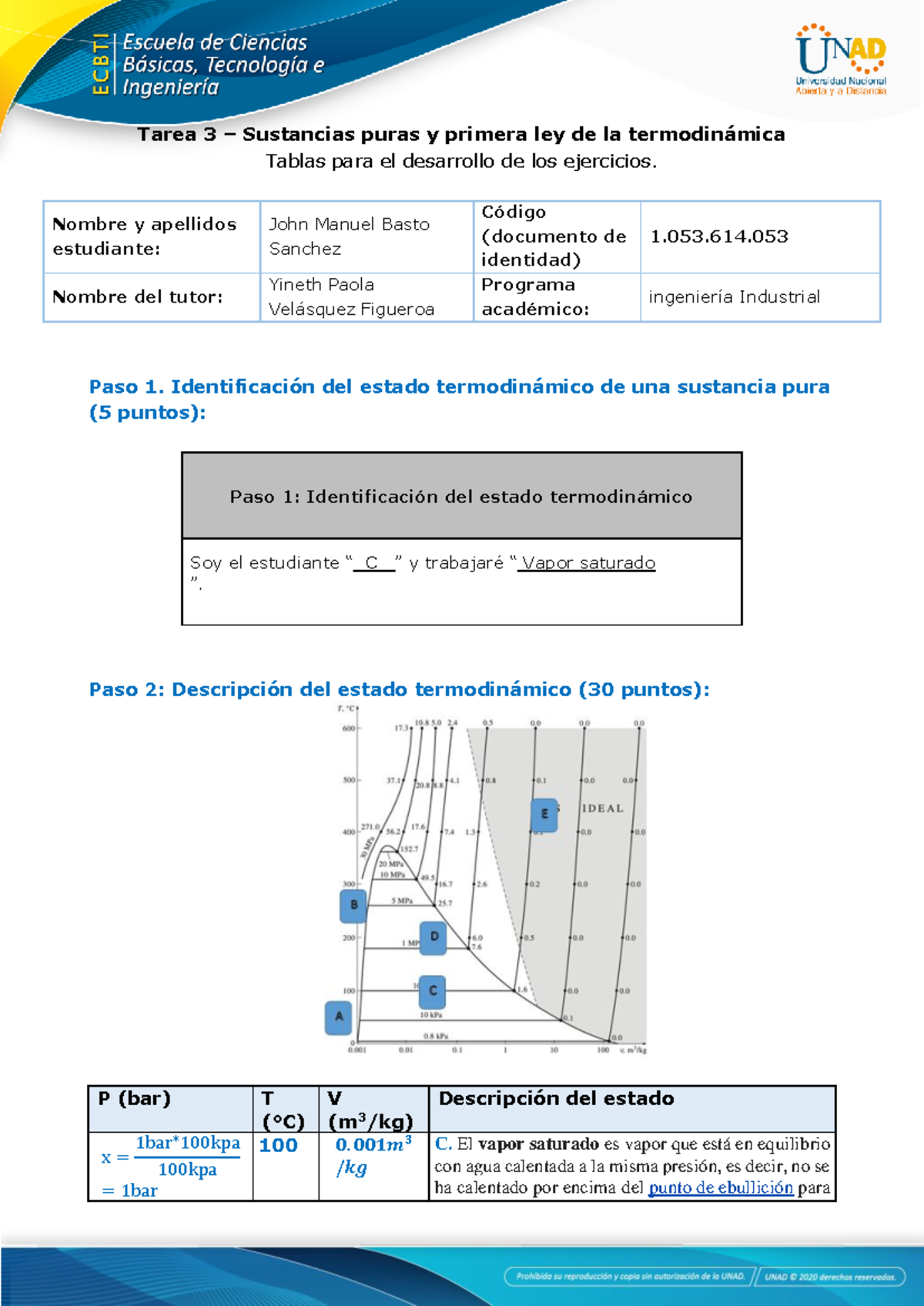 Tarea 3 John Basto - sdfsdfsd - Tarea 3 – Sustancias puras y primera ...