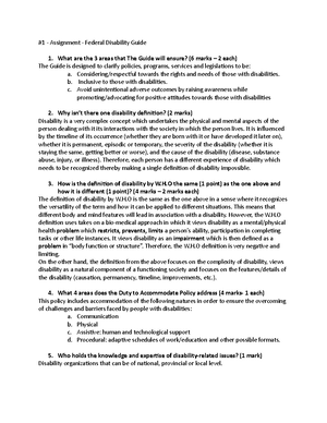 Assignment 1 Federal Disability Reference Guide - KIN 344 Assignment 1 ...