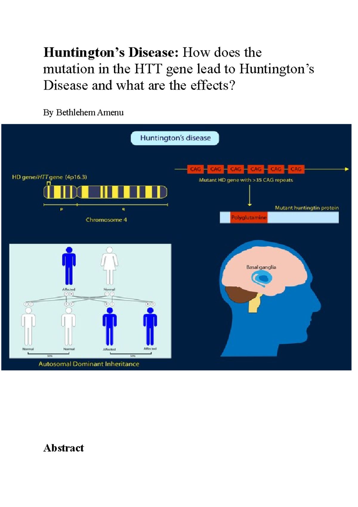 Huntington's Disease Literature Review 2 - Huntington’s Disease: How ...