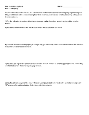 Unit 3 - AP Stats Unit 3 Review - Unit 3: Collecting Data Observational ...