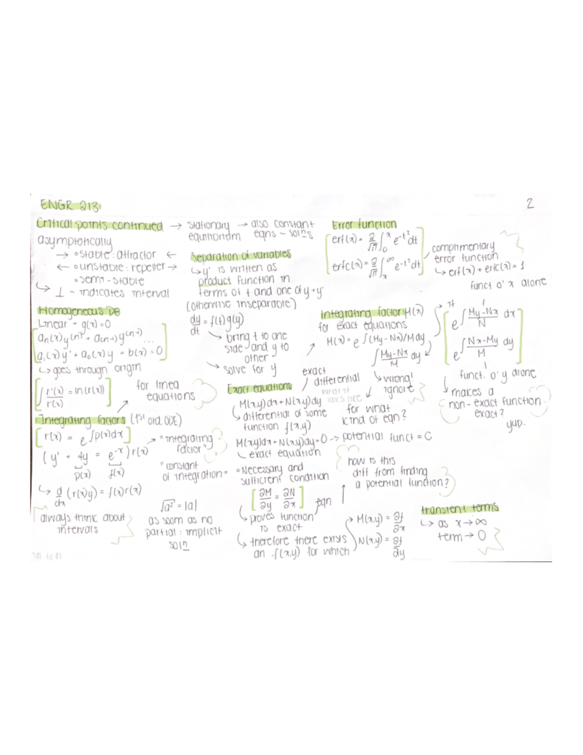 First order methods - Critical points, homogeneous equations, exact ...