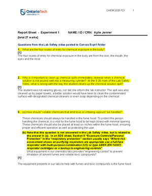 Lab Outline Info Safety 2020 S23 - LAB OUTLINE - INFO & SAFETY CHEM ...
