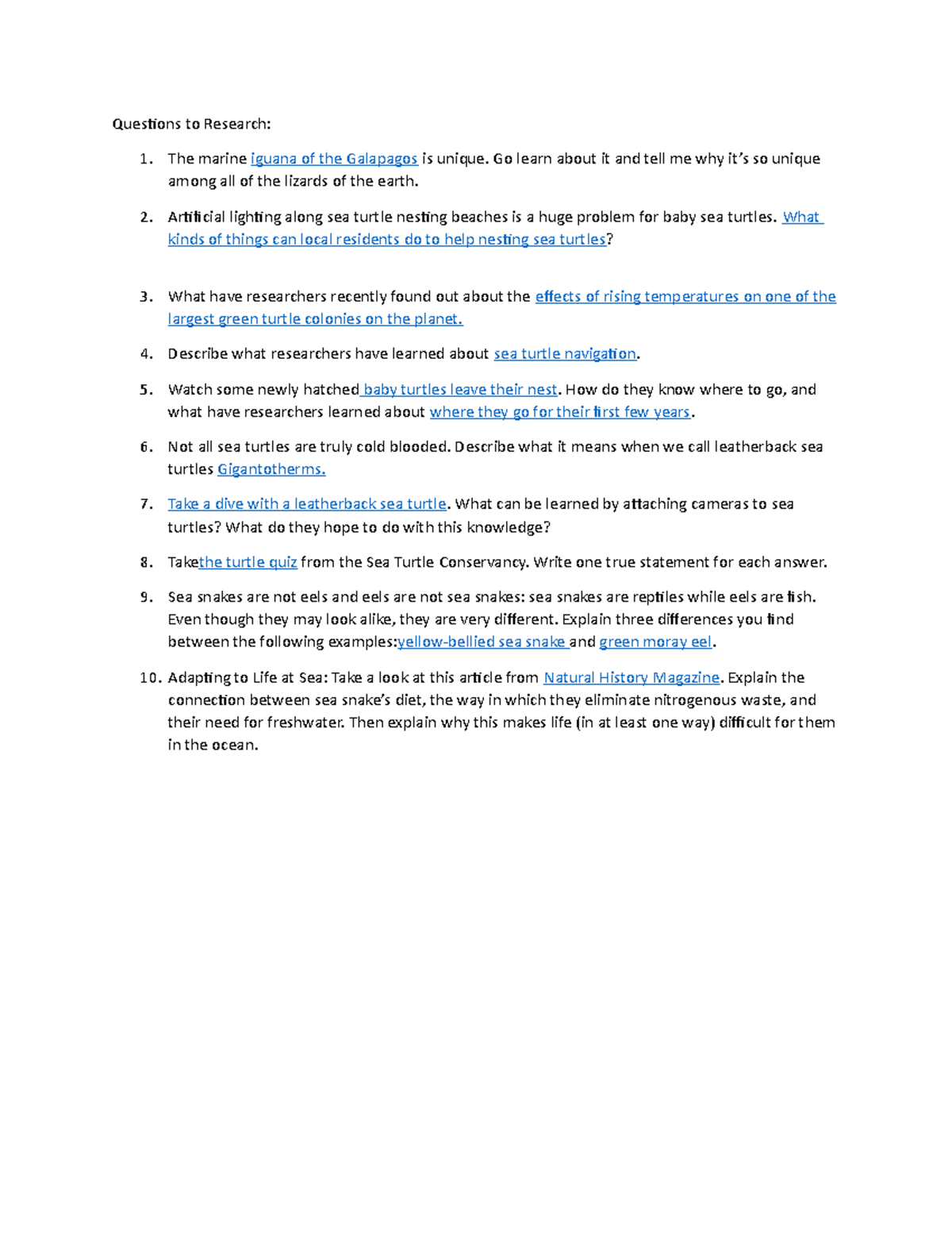 Marine Reptiles MS 02-28 - Questions to Research: The marine iguana of ...